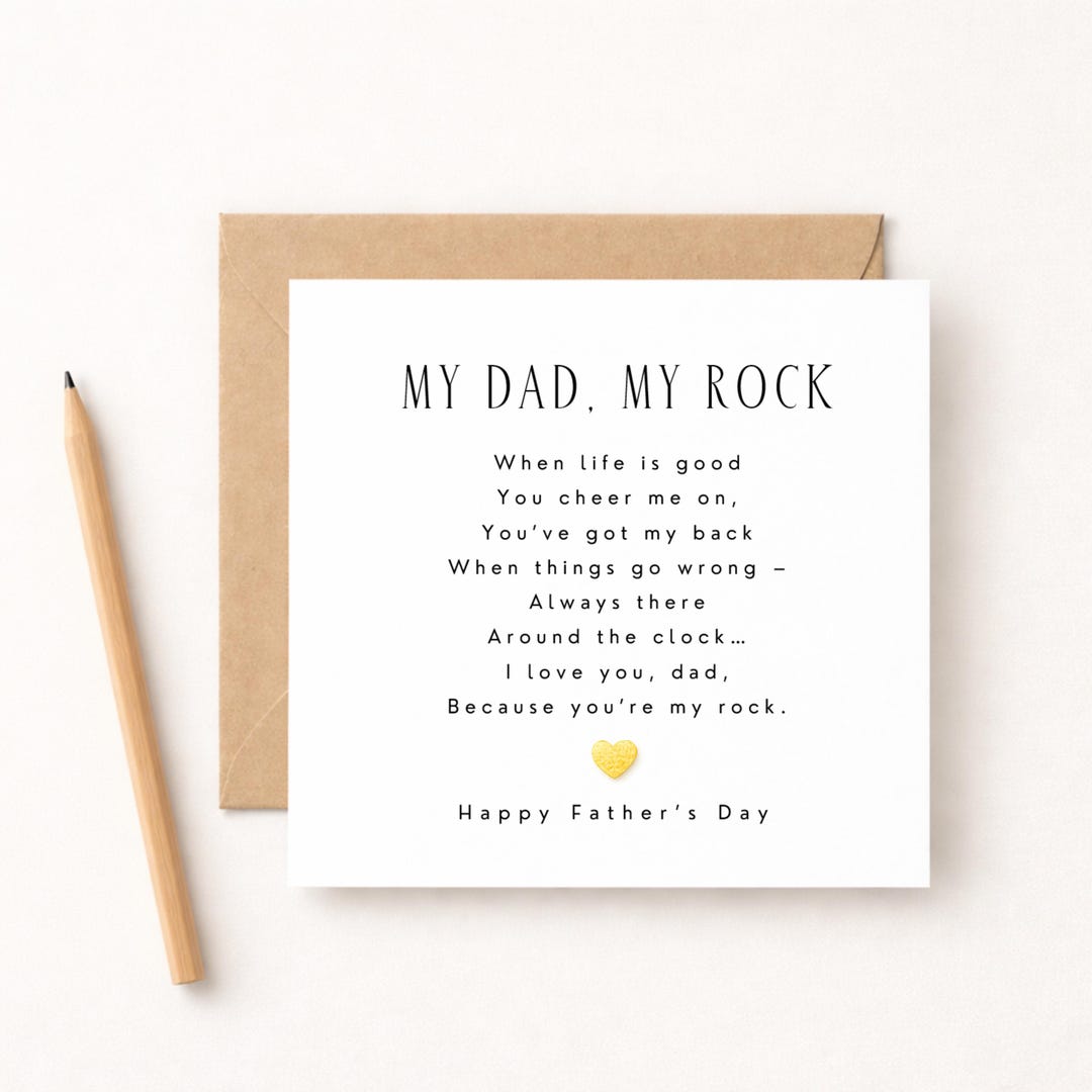 Handmade Fathers Day Card for Dad – My Dad My Rock – Meaningful Poem ...