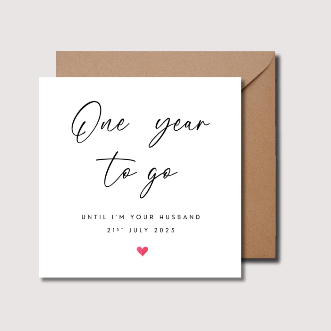One Year to Go Card, One Year Until We Get Married Card, Wedding Countdown Card, Romantic Card ...