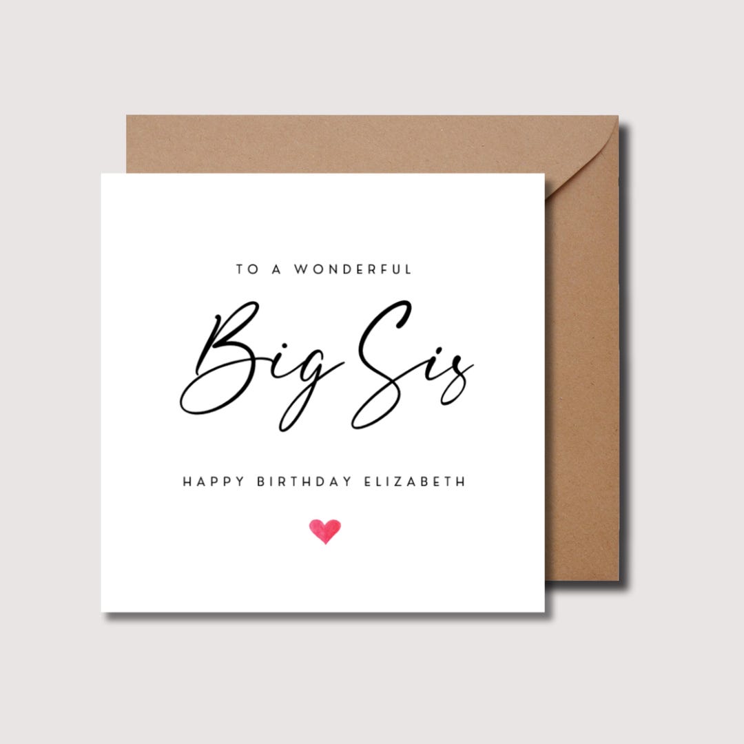 Sister Birthday Card, Big Sis Birthday Card, Birthday Gift for Sister ...