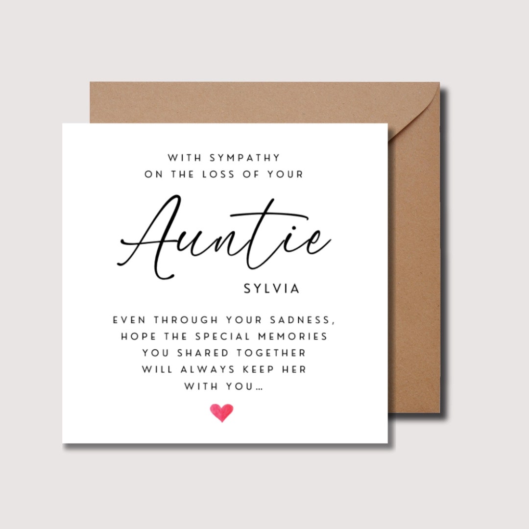 Auntie Sympathy Card, Condolence Card, Bereavement Card, Sorry for Your ...