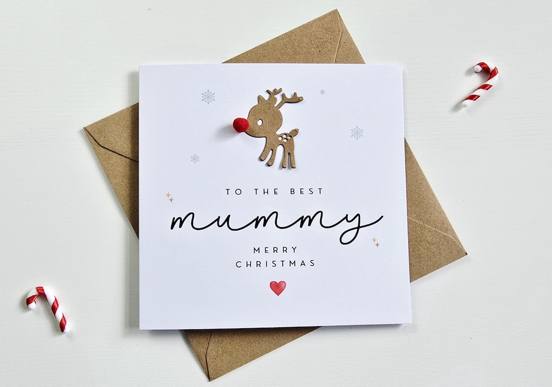 Handmade Mummy Christmas Card With Reindeer & Pom Pom Nose WL096 - Etsy UK
