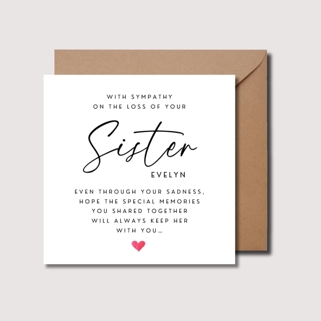 Sister Sympathy Card: Handmade Bereavement Condolence Card, WW187 - Etsy