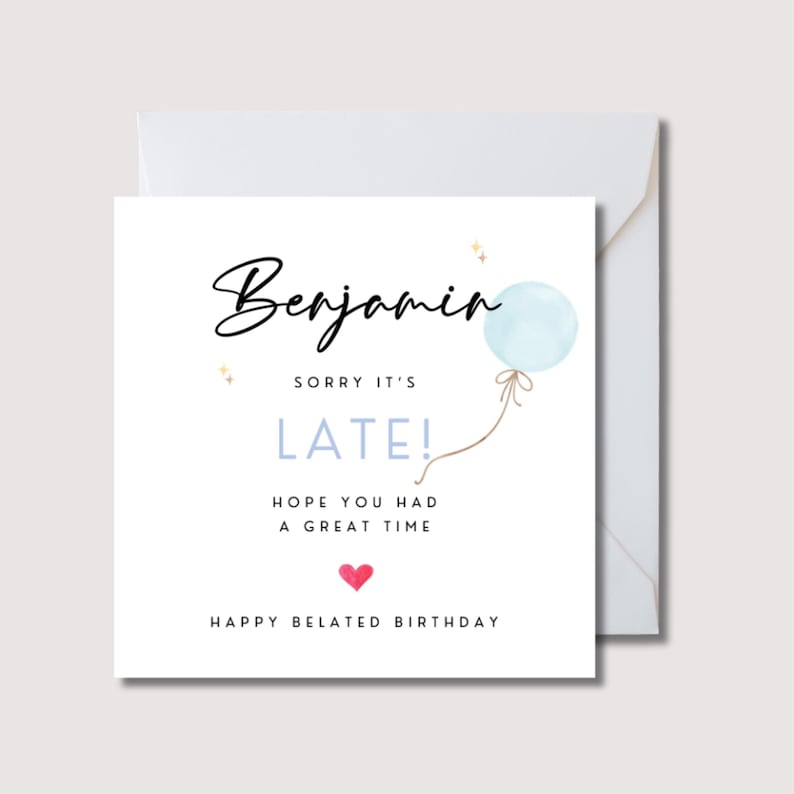 Belated Birthday Card, Personalised Belated Birthday Card, Adult ...