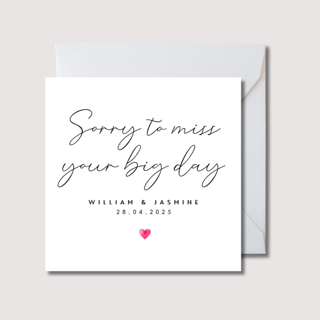 Sorry to Miss Your Big Day Wedding Card, Wedding Regret Card. With ...