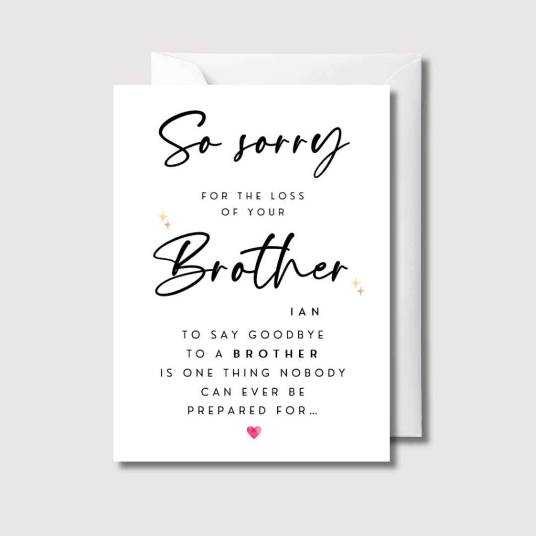 Brother Sympathy Card | Loss of Brother Condolence Card | Personalised ...