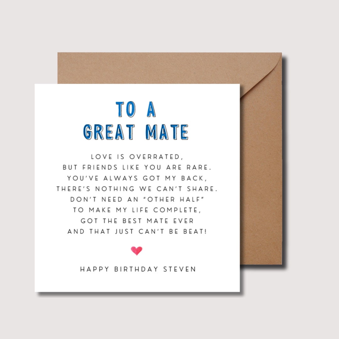 Best Mate Birthday Card, Birthday Friend Card, Birthday Gift for Friend ...