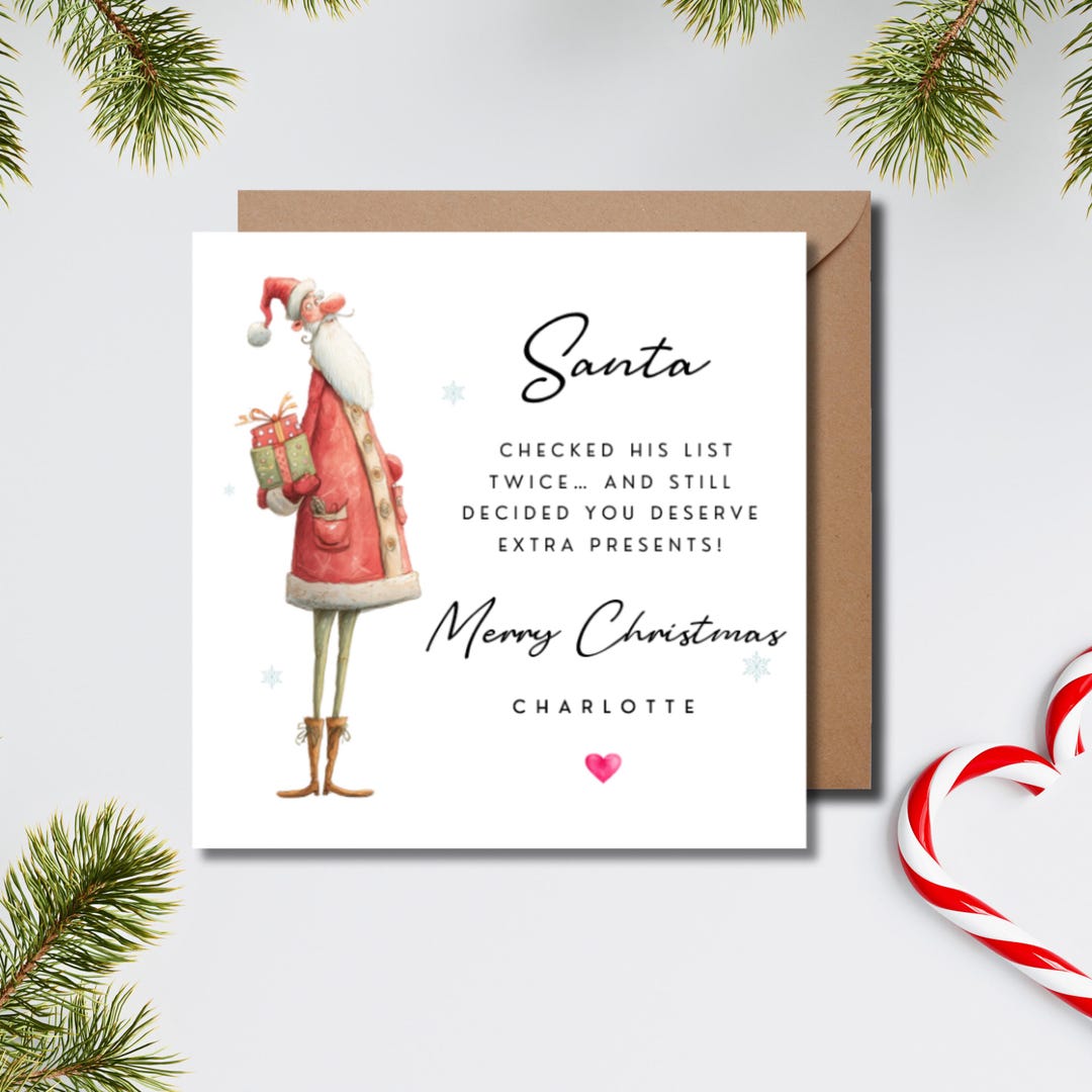 Funny Santa Christmas Card: Quirky Holiday Greeting, Personalised - Etsy