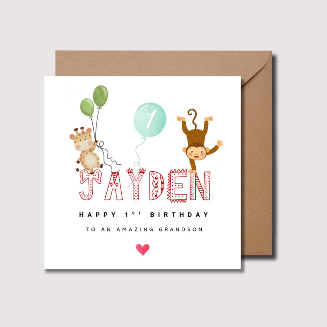 Grandson 1st Birthday Card, Grandson Age 1 Card, Grandson Birthday Card ...