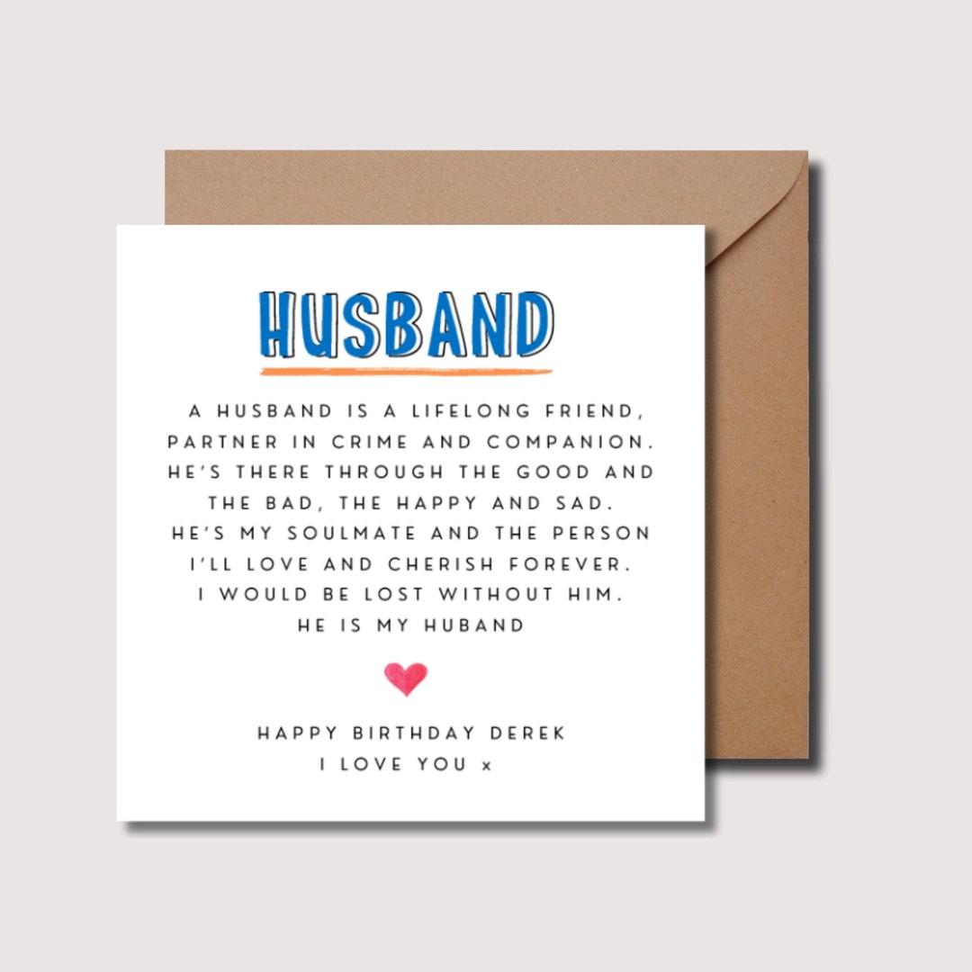Husband Birthday Card, Personalised Card for Husband, Husband Card ...