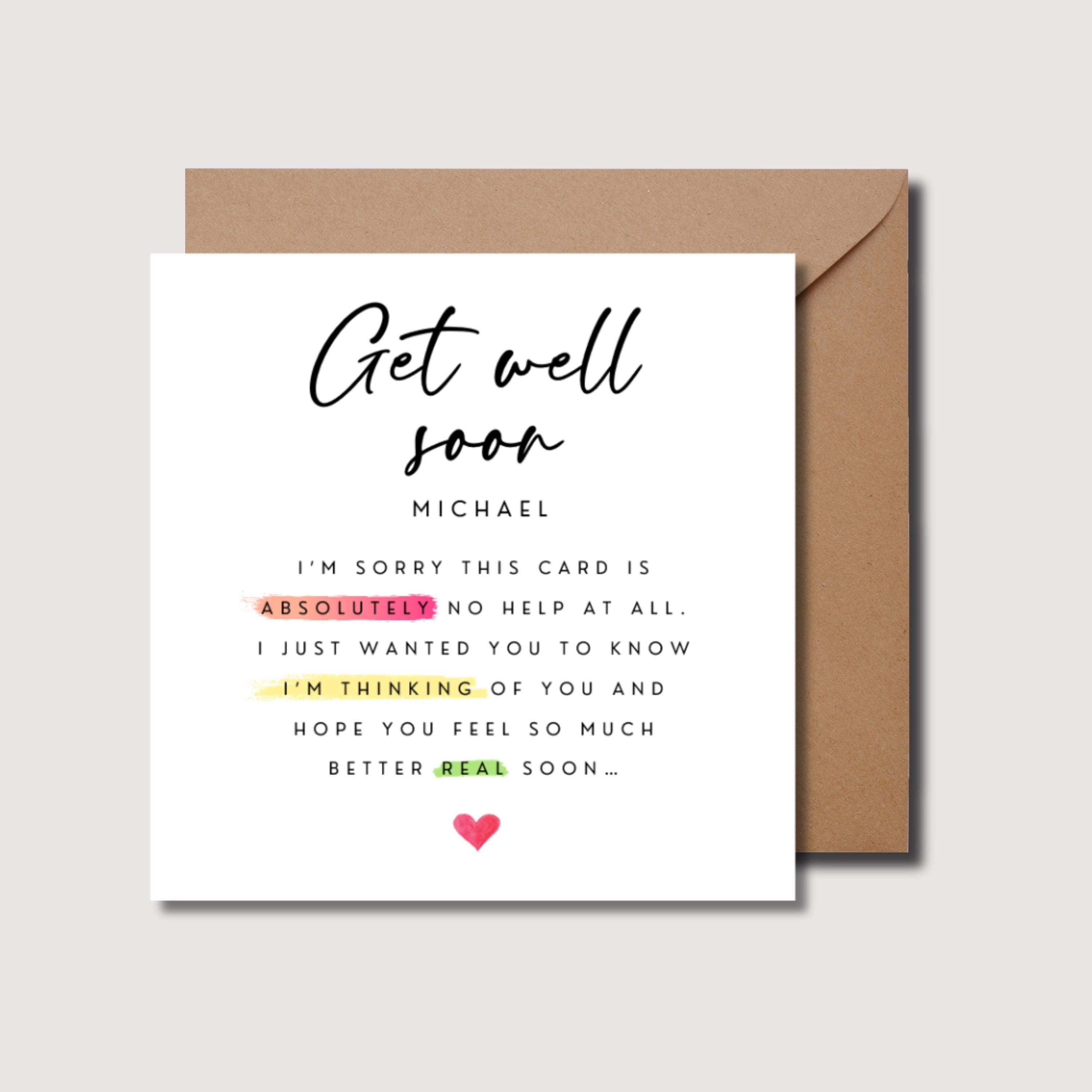 Get Well Soon Card, Thinking of You Card, Hospital Card, Feel Better ...