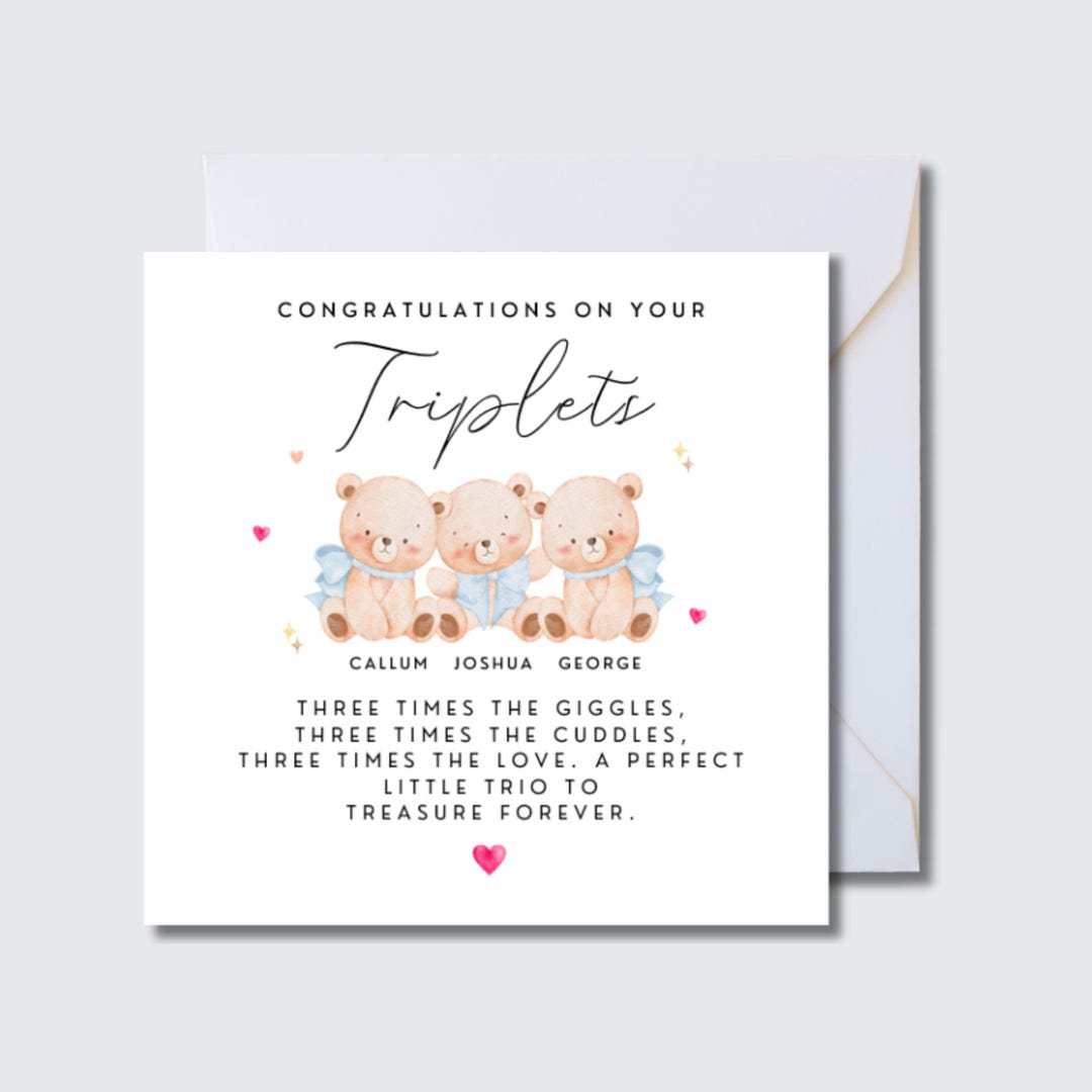 Triplets Congratulations Card: Three Times the Love, Ww009i - Etsy