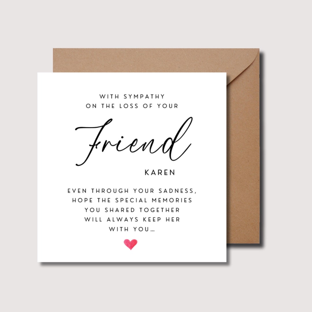 Friend Sympathy Card, Condolence Card, Bereavement Card, Sorry for Your ...