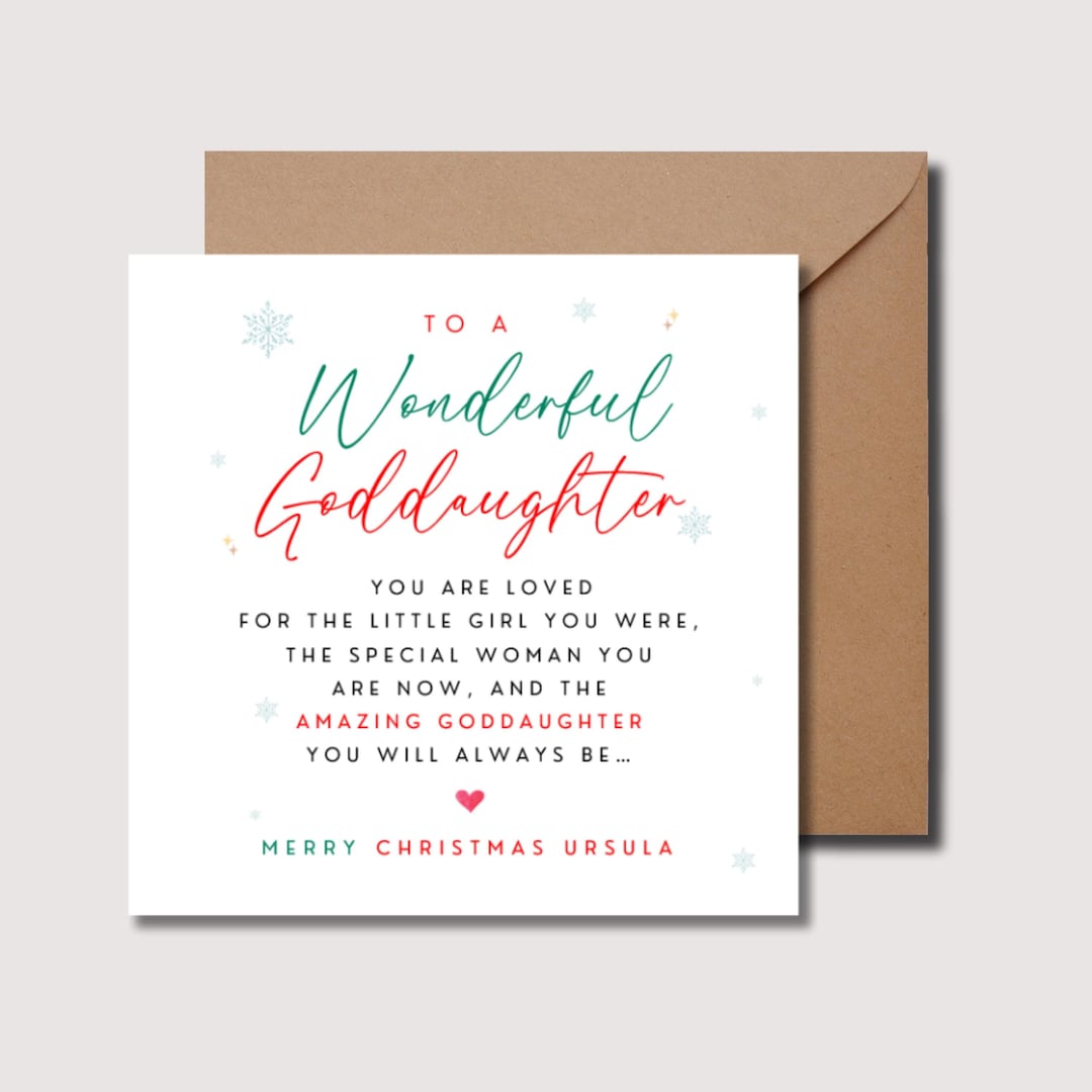 Goddaughter Christmas Card, Christmas Goddaughter Name Card ...