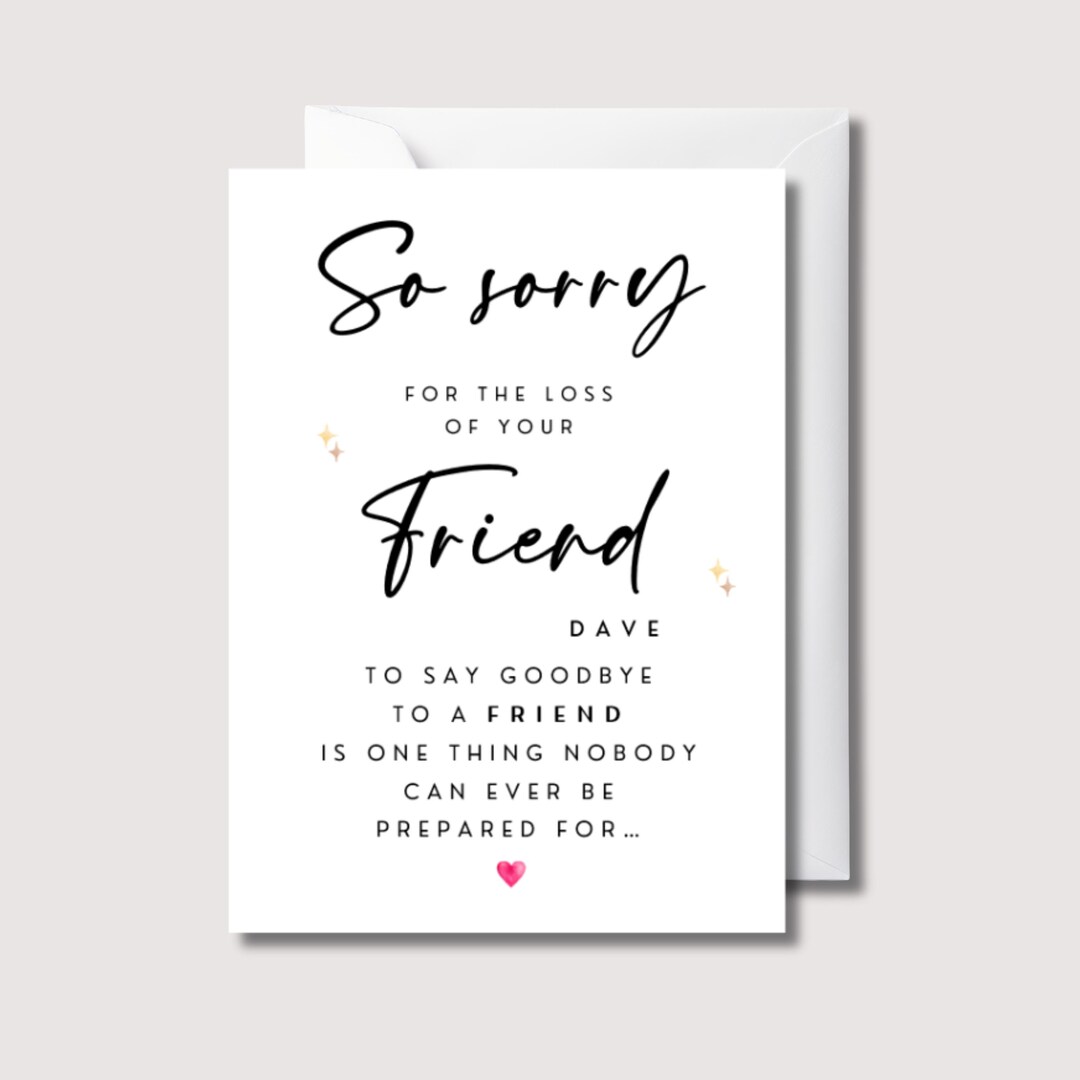 Friend Sympathy Card: Loss of Friend Condolence - 5x7" - WW5119 - Etsy UK