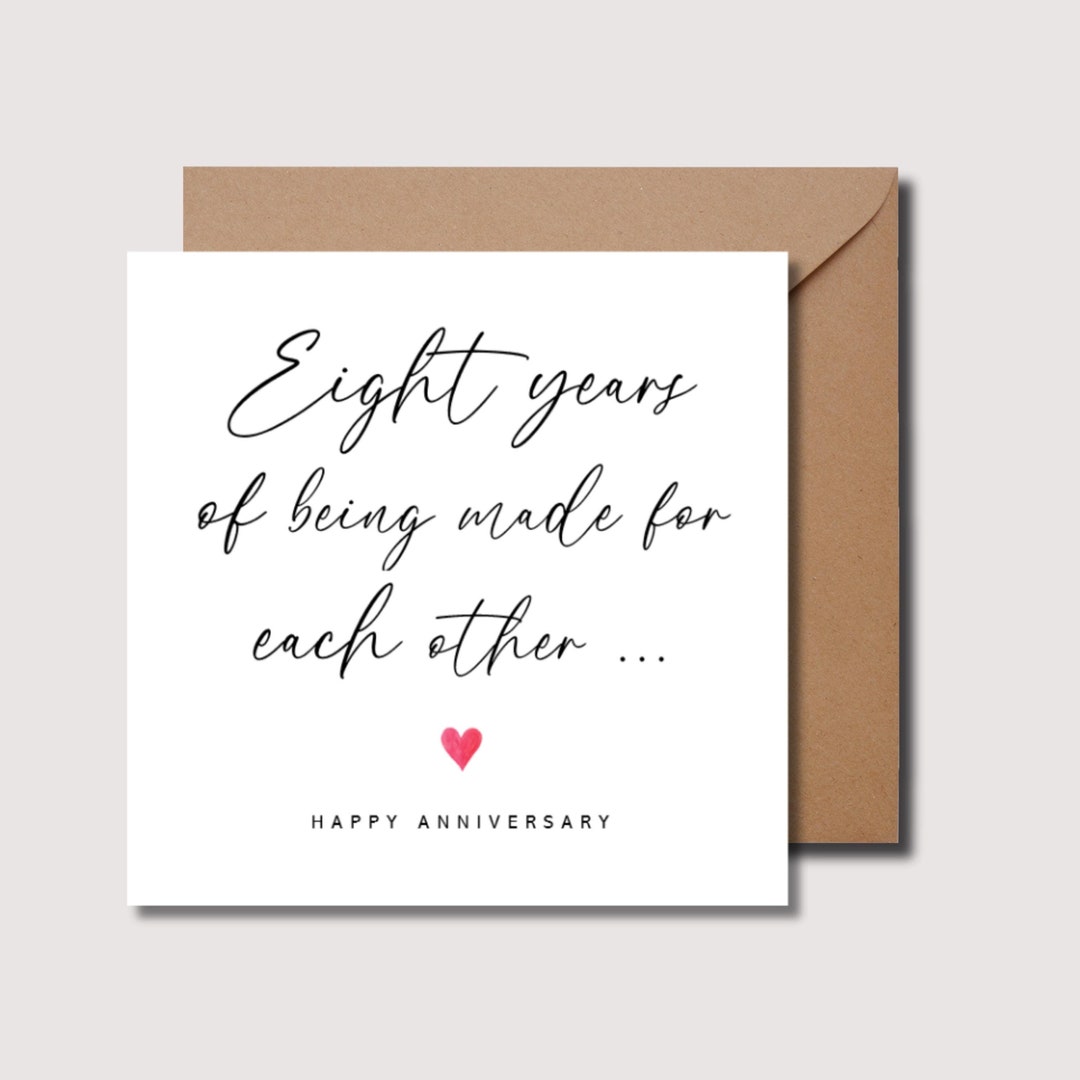8th Anniversary Card, 8 Year Anniversary Card, Personalised Anniversary ...