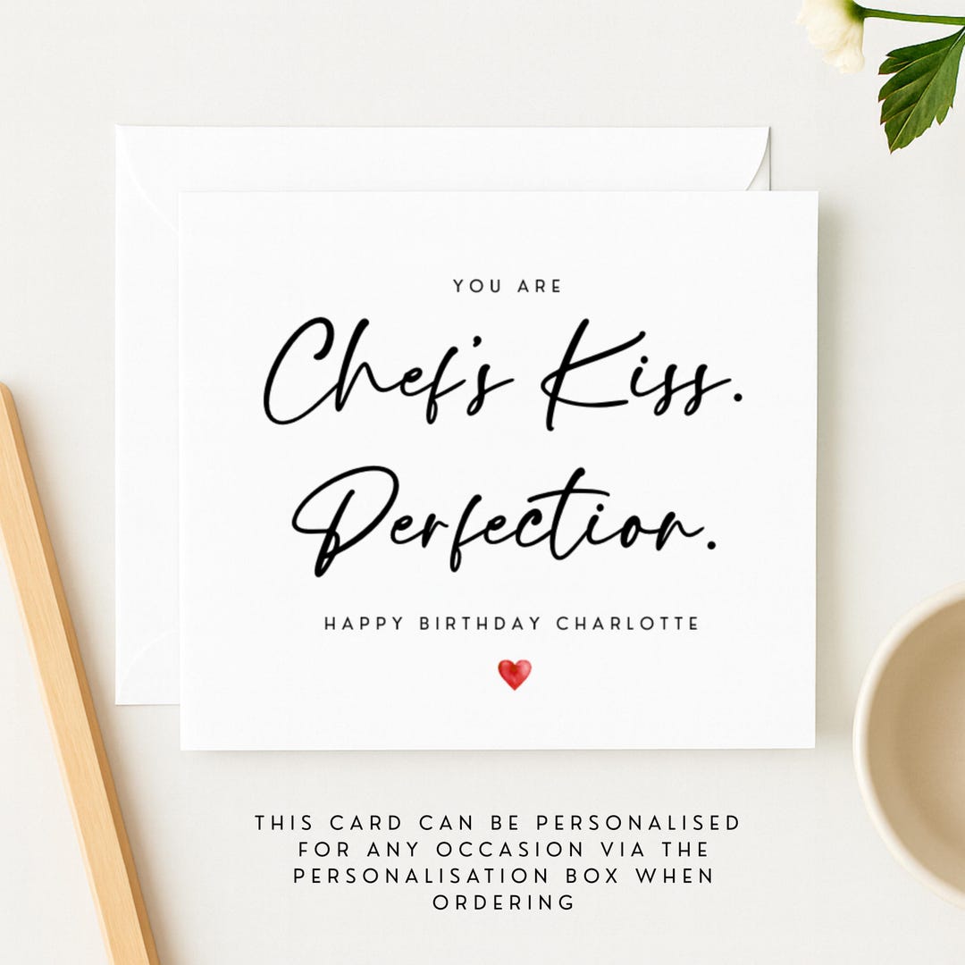 Chef’s Kiss Birthday Card – Personalised Handmade Valentine Crochet ...