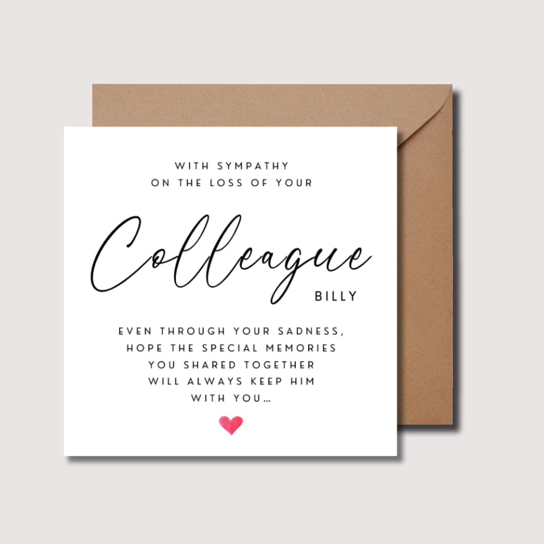 Work Colleague Sympathy Card, Condolence Card, Bereavement Card, Sorry ...