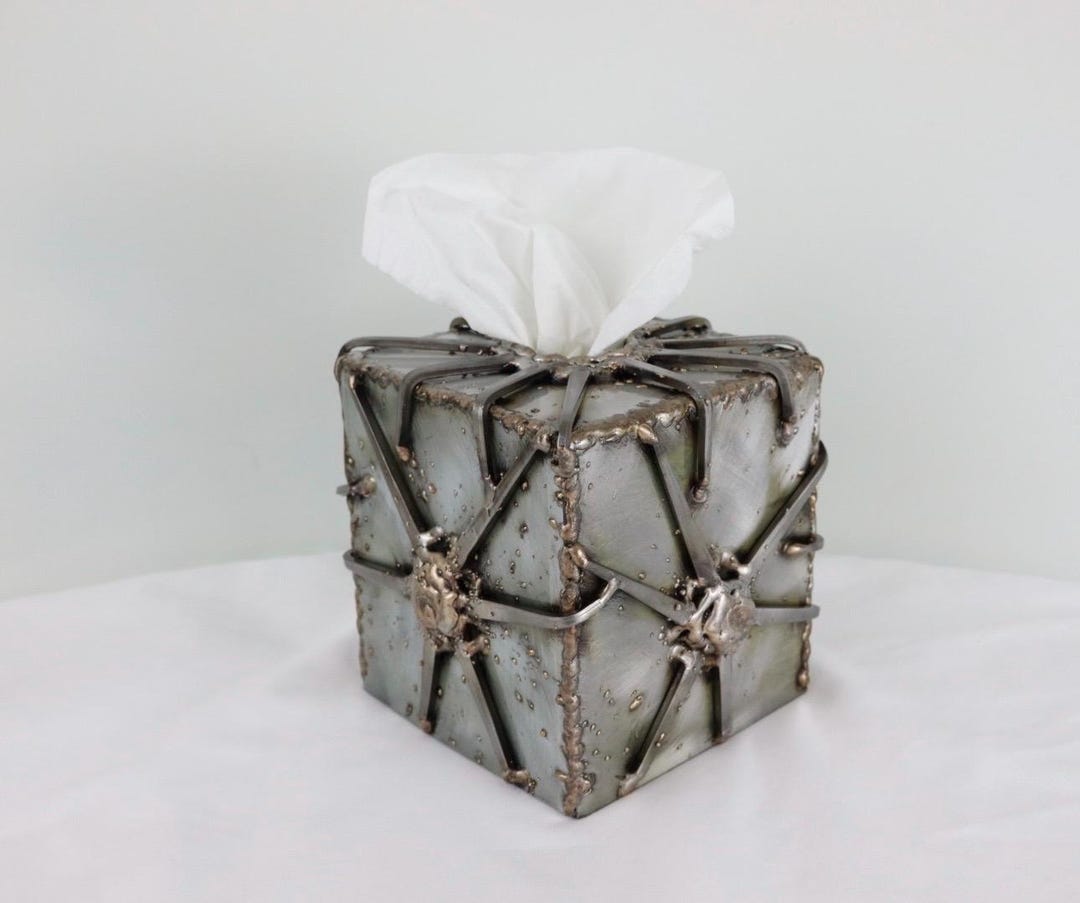 Abstract Brutalist MCM Inspired Bronze Welded Tissue Box Cover - Etsy