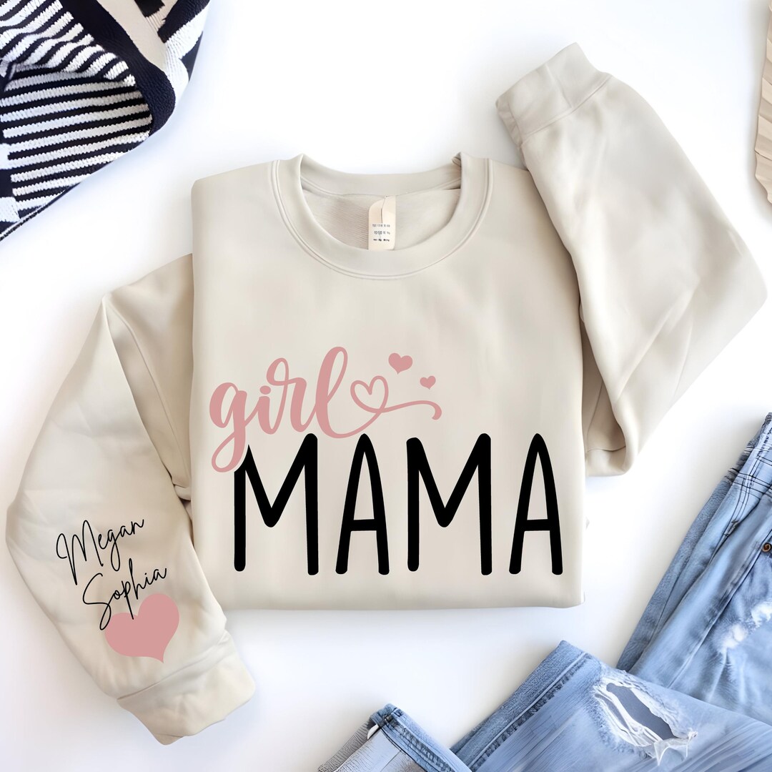 Personalized Girl Mama Sweatshirt, Custom Mom of Girls Hoodie, New Mama ...