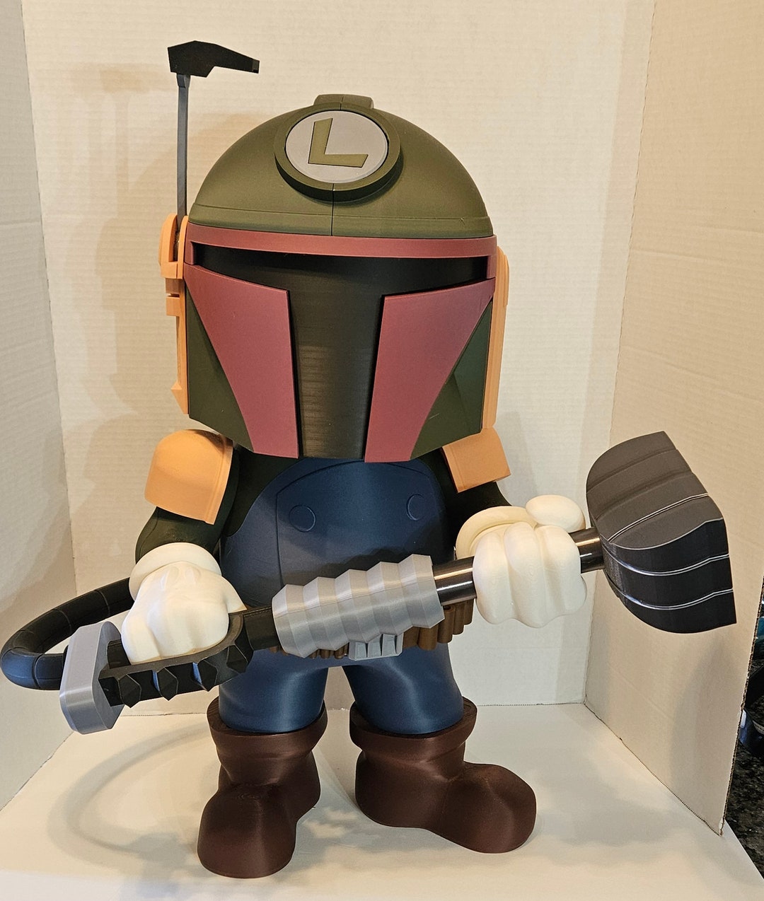 3d Printed Large 20 Inch Boba Fett Mario Figure Star Wars Fanart - Etsy