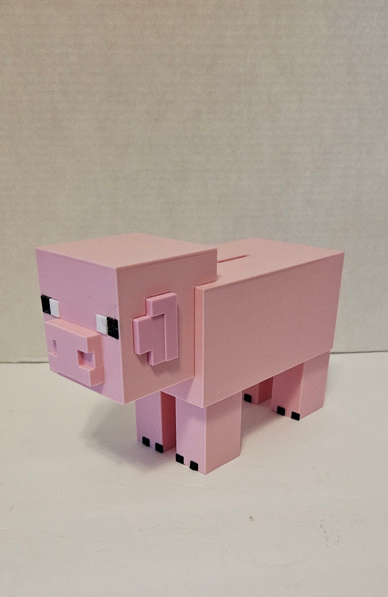 8" Long 3d Printed Minecraft Piggy Bank - Etsy