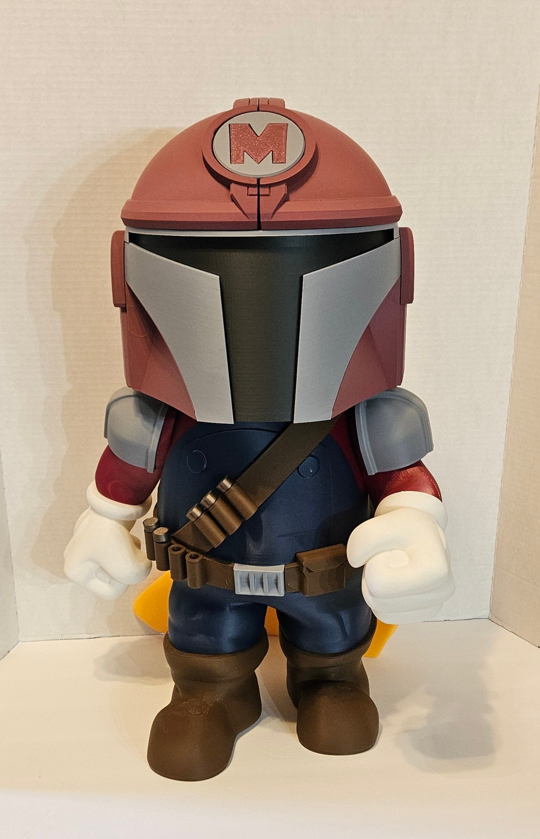 3d Printed Large Almost 2 Foot Mandalorian Mario Mash up Figure Star ...