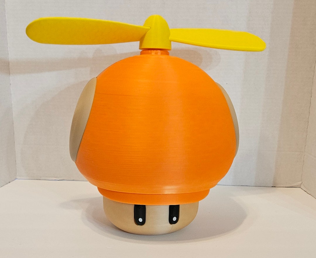 3d Printed Large 13 Inch Orange Propeller Mushroom Power up Mario - Etsy