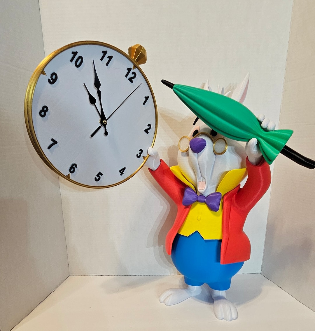 3D Printed White Rabbit Clock: Alice in Wonderland Fanart - Etsy