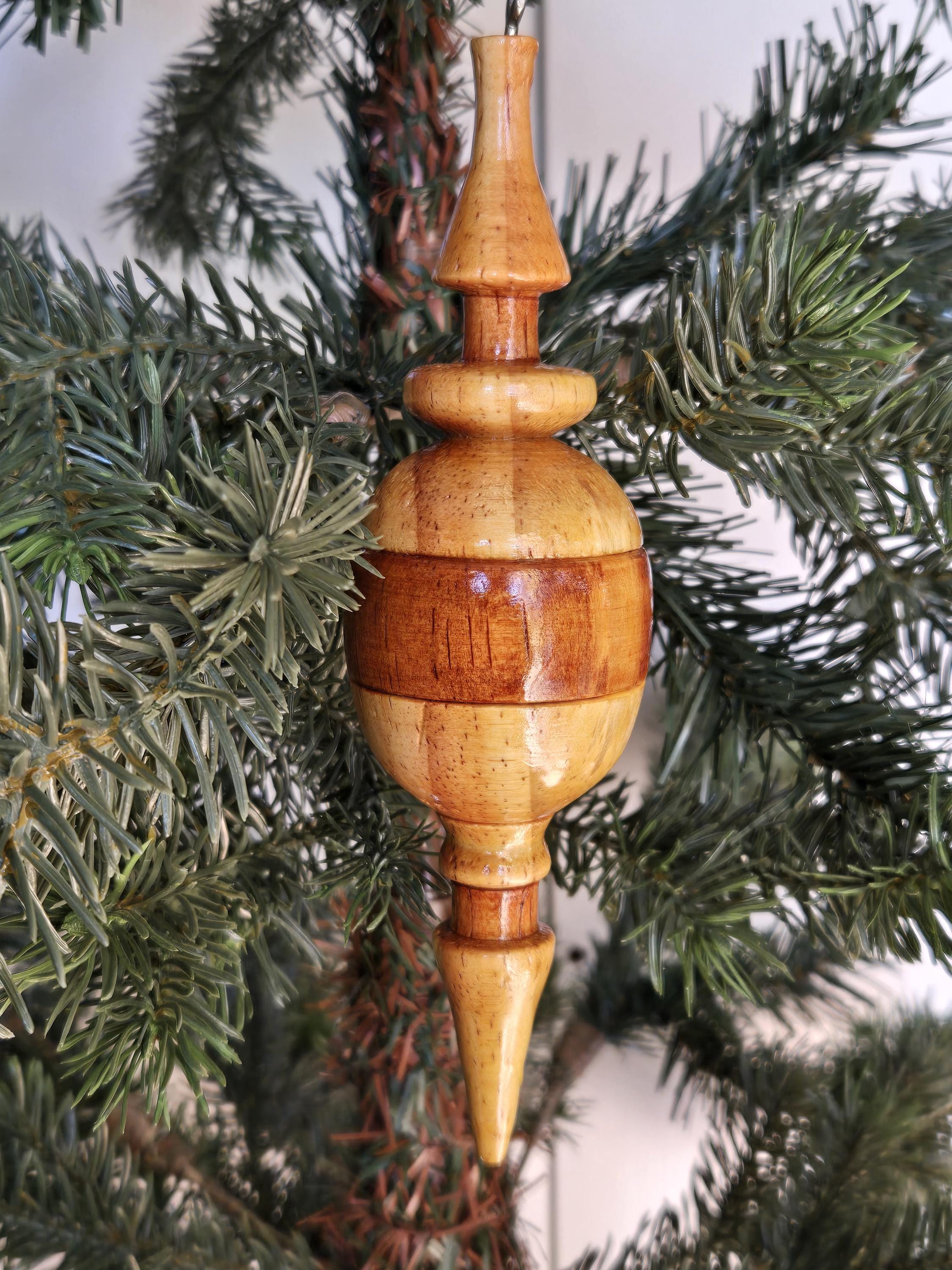 Beautiful Handmade Wood Christmas Ornament / Hand Turned Wood Old World Holiday or Christmas ...