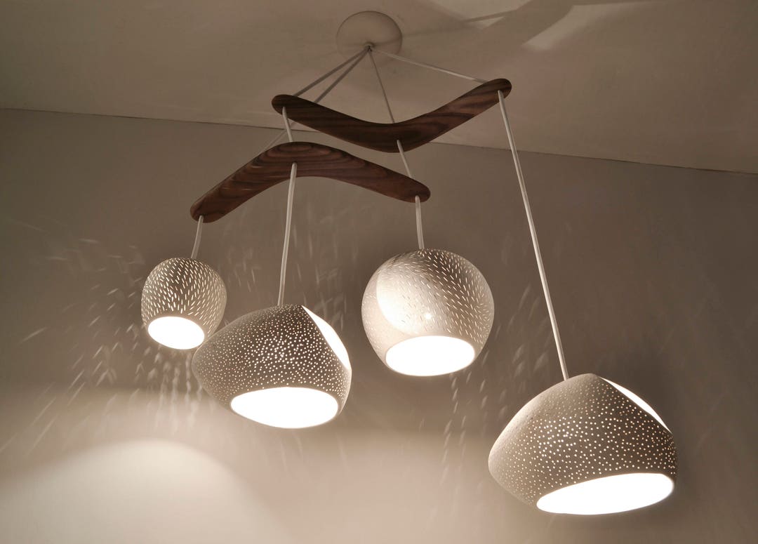 Claylight Boomerang Large | Sculptural Ceramic Chandelier | Modern Four ...