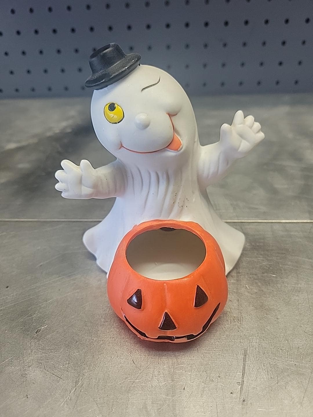 Vintage Ceramic Halloween GHOST With Pumpkin Light Candle Holder - Etsy