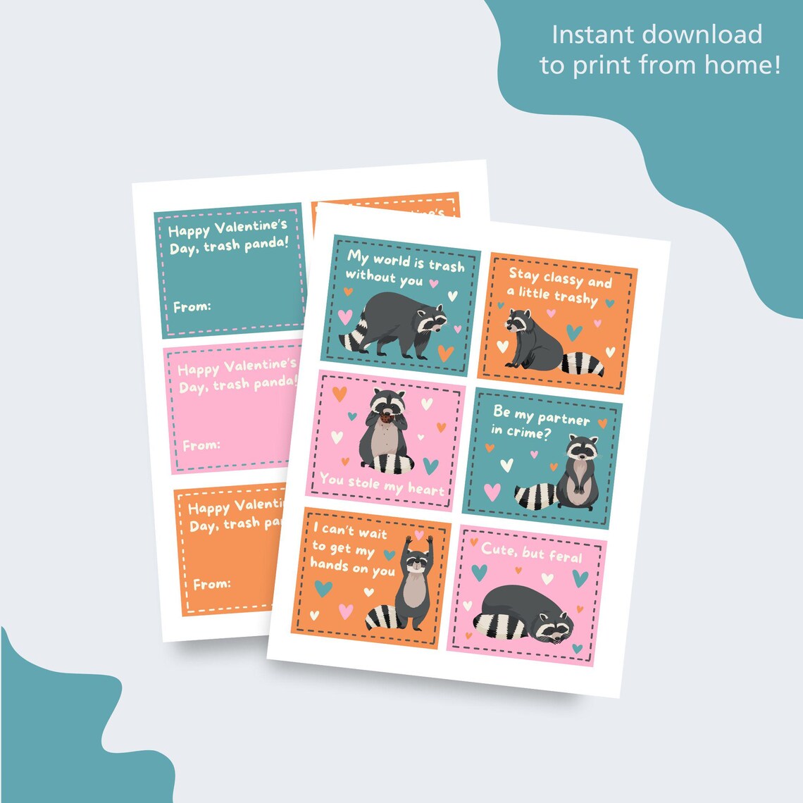 Raccoon Trash Panda Valentines Cards, Funny Animal Valentines, School ...