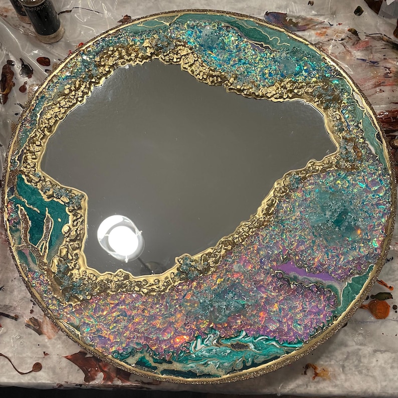 Iridescent Geode Mirror - Etsy