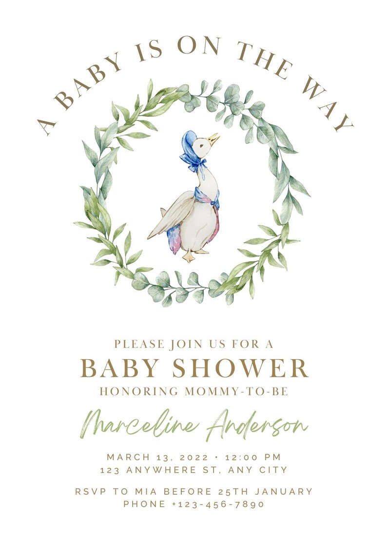 Mother Goose Baby Shower Invitation PDF, Digital Download - Etsy