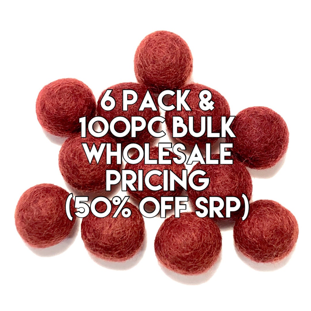 W-100PC Single Color Pack - DEEP RED Felt Balls - Etsy