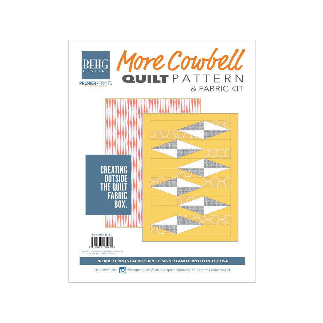 Quilt MORECOWBELL Corn Yellow Fabric Bundle & Pattern BEHG DESIGNS for ...