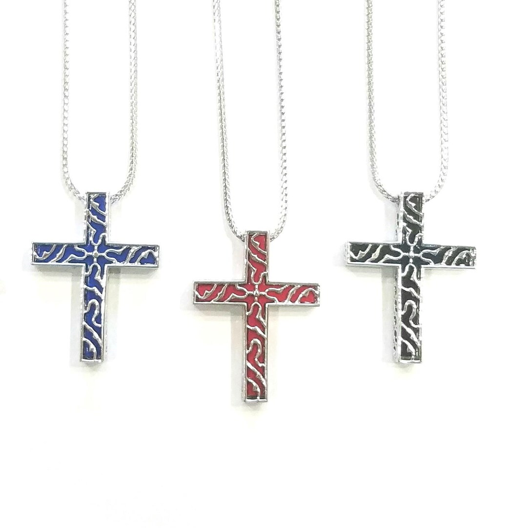 925 Sterling Silver Two Tone Cross Necklace Pendant With 18" Chain ...