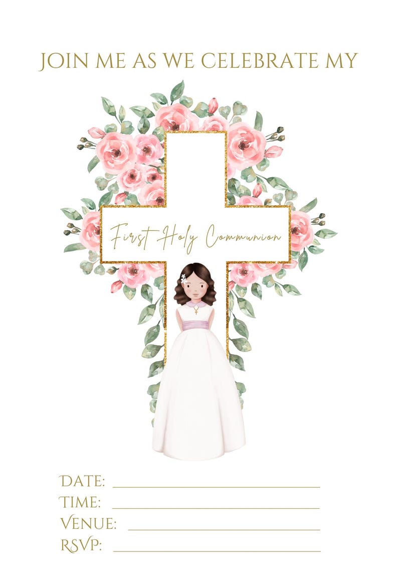 First Holy Communion Digital Invitations - Catholic Celebration - Etsy