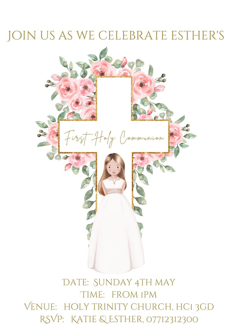 First Holy Communion Digital Invitations - Catholic Celebration - Etsy