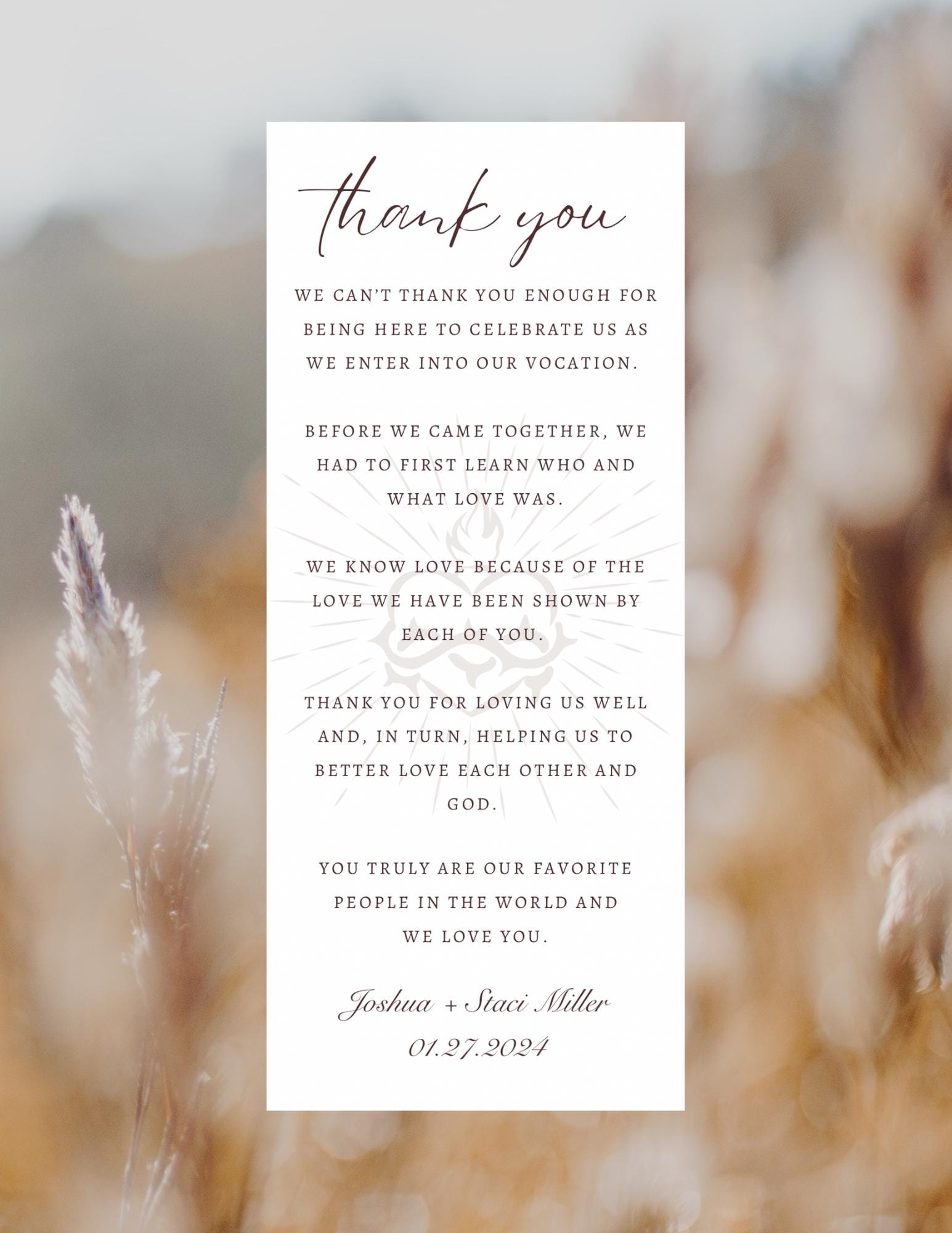 Classic Thank You Note, Wedding Table Thank You Card Template, Place ...