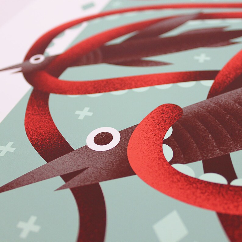 Giant Squid Print Archival Digital Art Print Giclée Whimsical ...