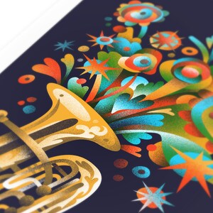 Tuba Bouquet • Archival Digital Art Print Giclée • Flowers Explode From ...