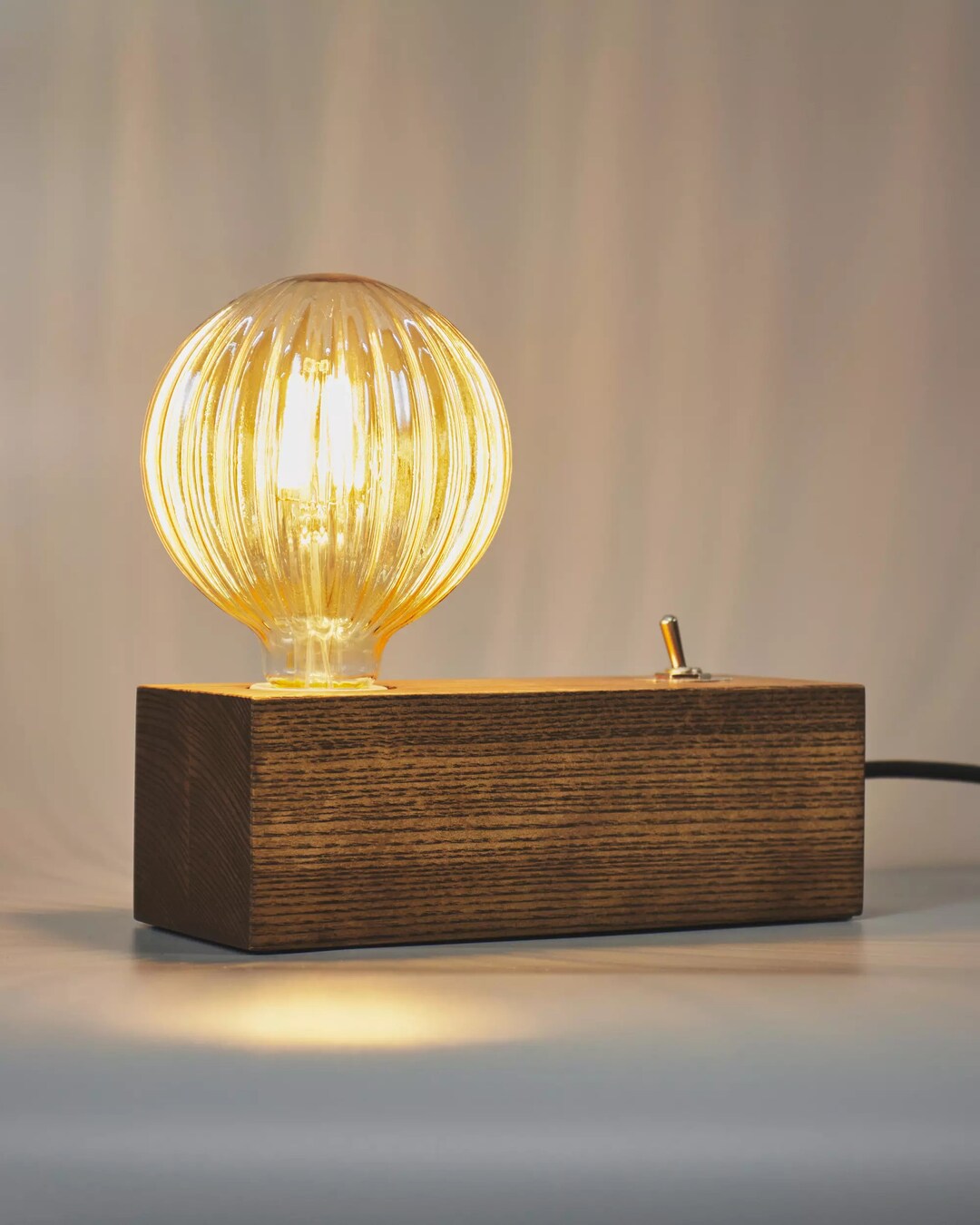 Wooden Lamp, Wooden Small Lamp, Industrial Minimal Style, Rectangle ...