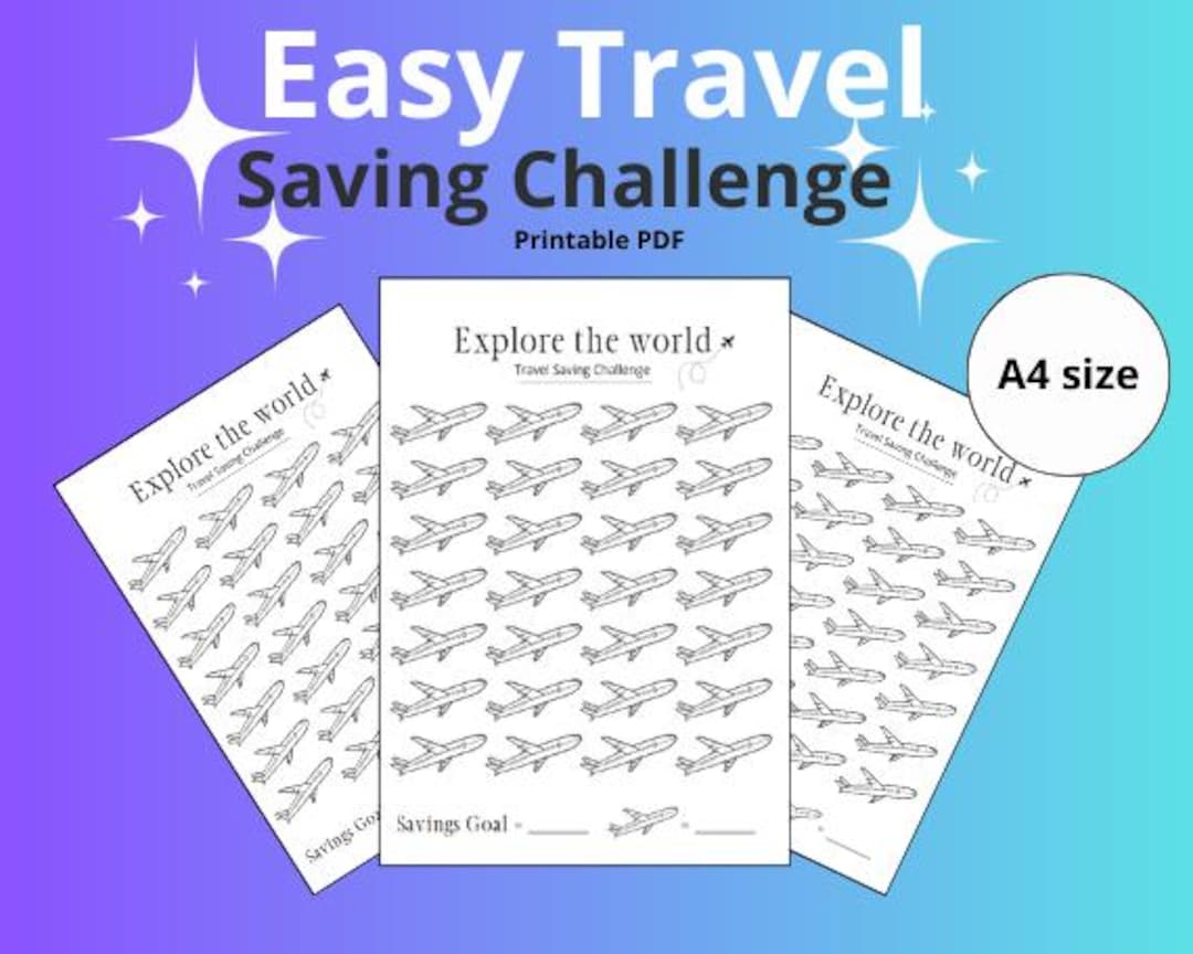 Travel Saving Challenge Printable Travel Saving Tracker Simple Saving ...