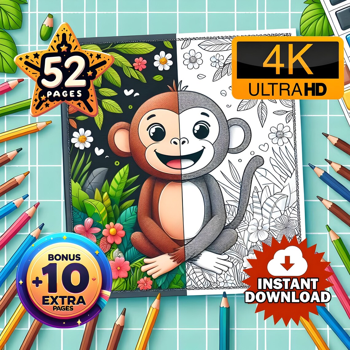 Jungle Animals Coloring Pages, Coloring Book, Coloring Pages for Kids ...