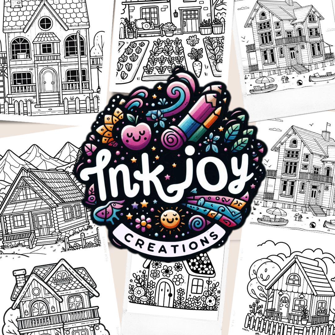 52 Coloring Pages 4k HD of Houses in 3 Downloadable Pdfs. Extra GIFT ...