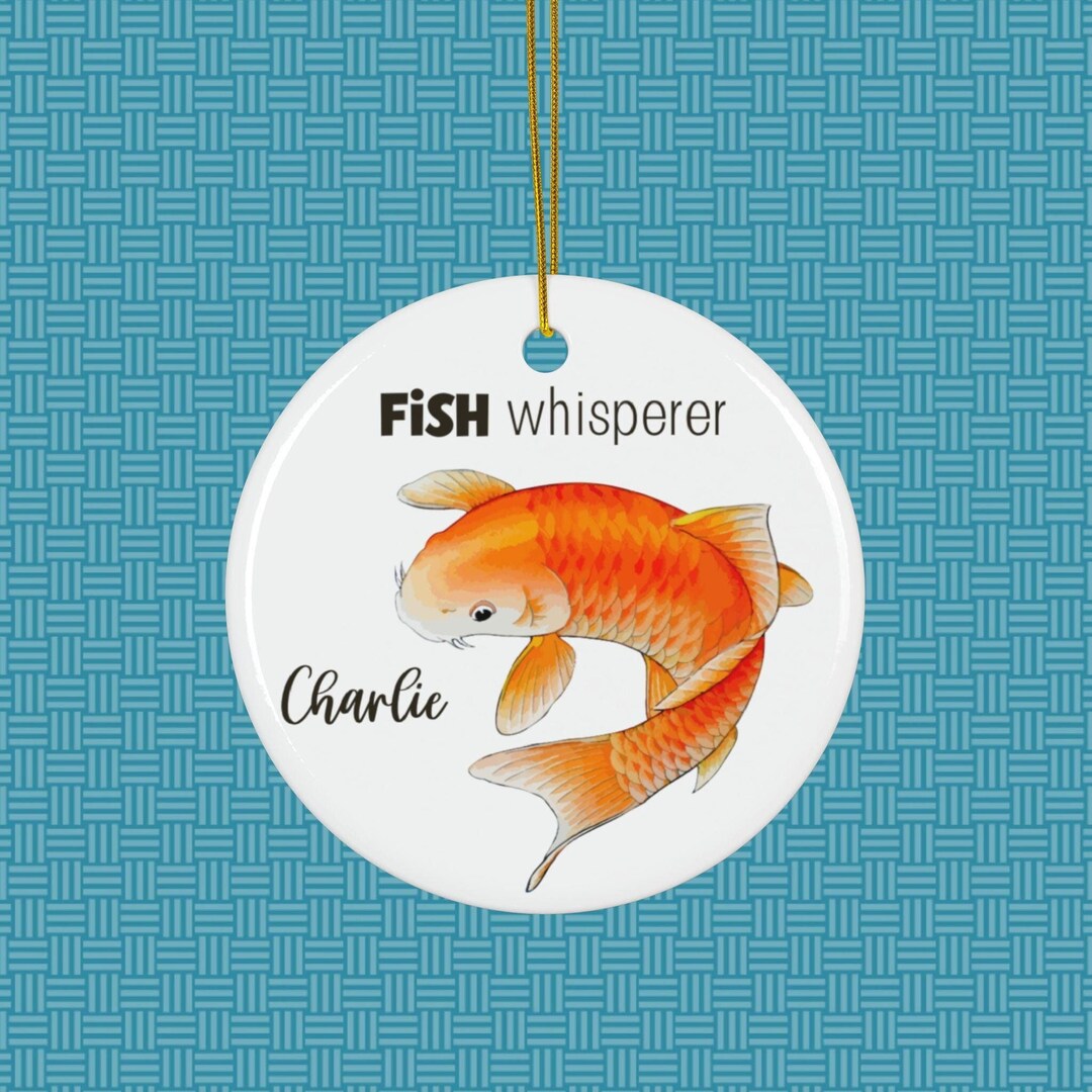 PERSONALIZED KOI FISH Ornament Ceramic Keepsake, Customized Golden Koi ...
