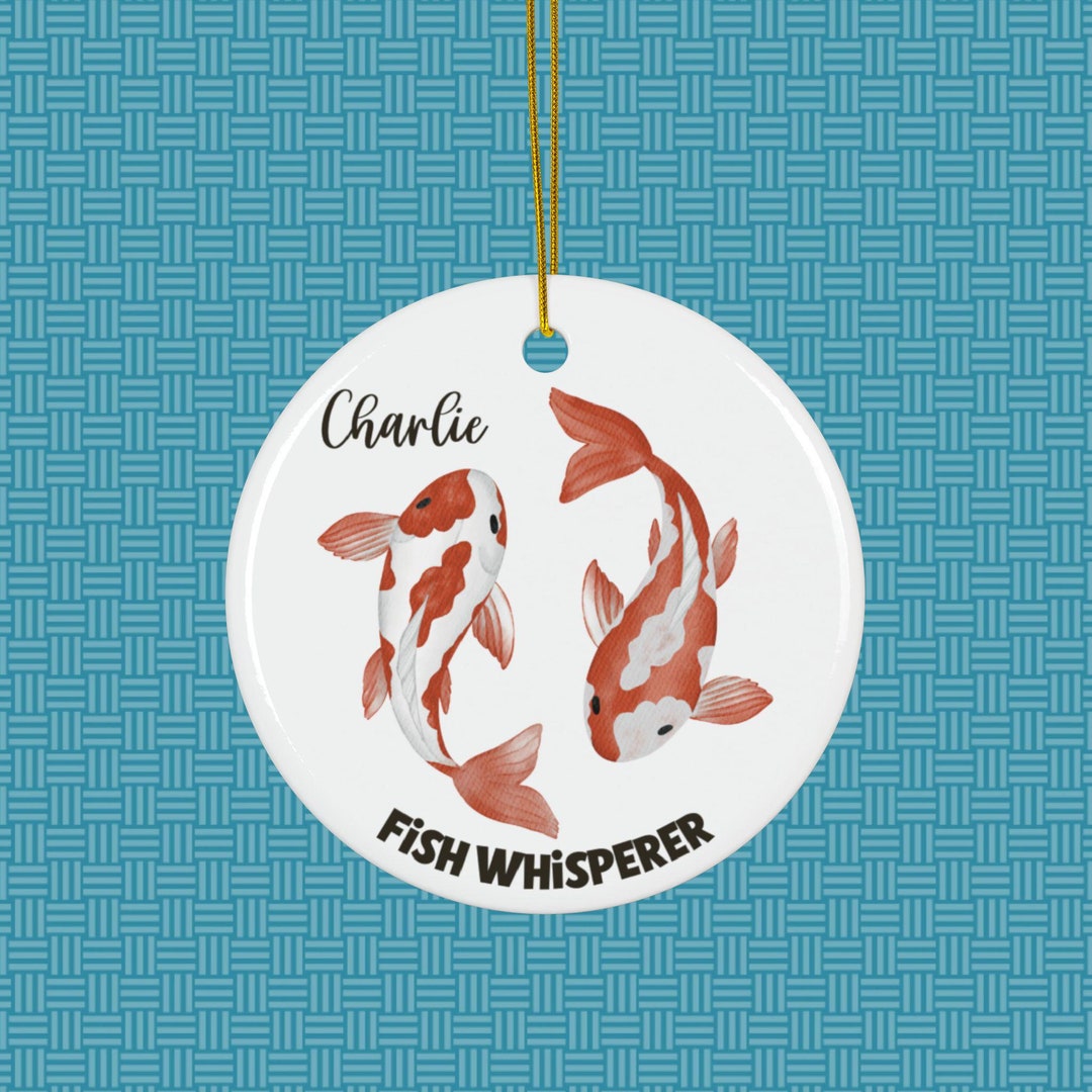 PERSONALIZED KOI FISH Ornament Ceramic Keepsake, Customized Golden Koi ...