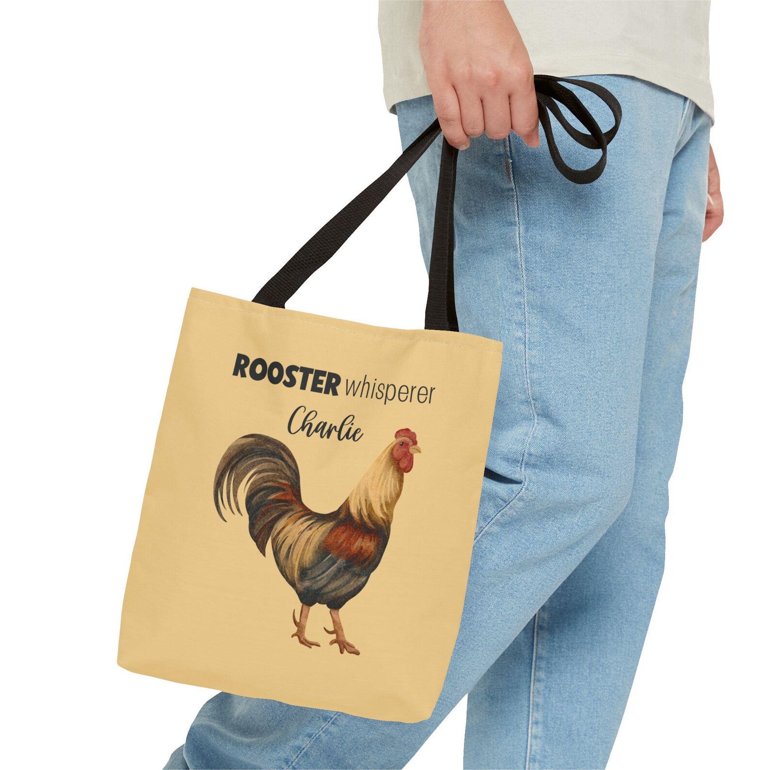 PERSONALIZED ROOSTER TOTE Bag Customized Vintage Watercolor Roosters ...