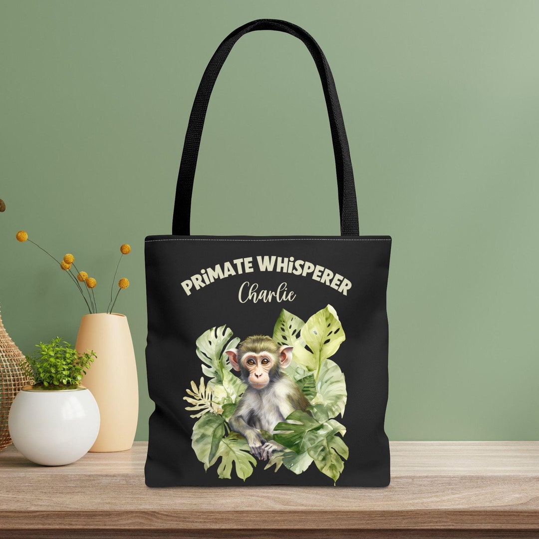 PERSONALIZED MONKEY Tote Bag, Customized Primatologist Primate Lover ...